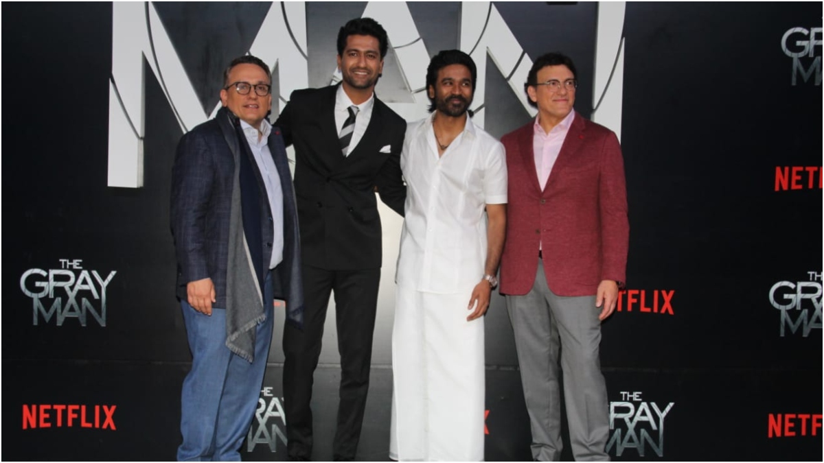 The Gray Man India premiere: Dhanush wears traditional dhoti, Russo ...
