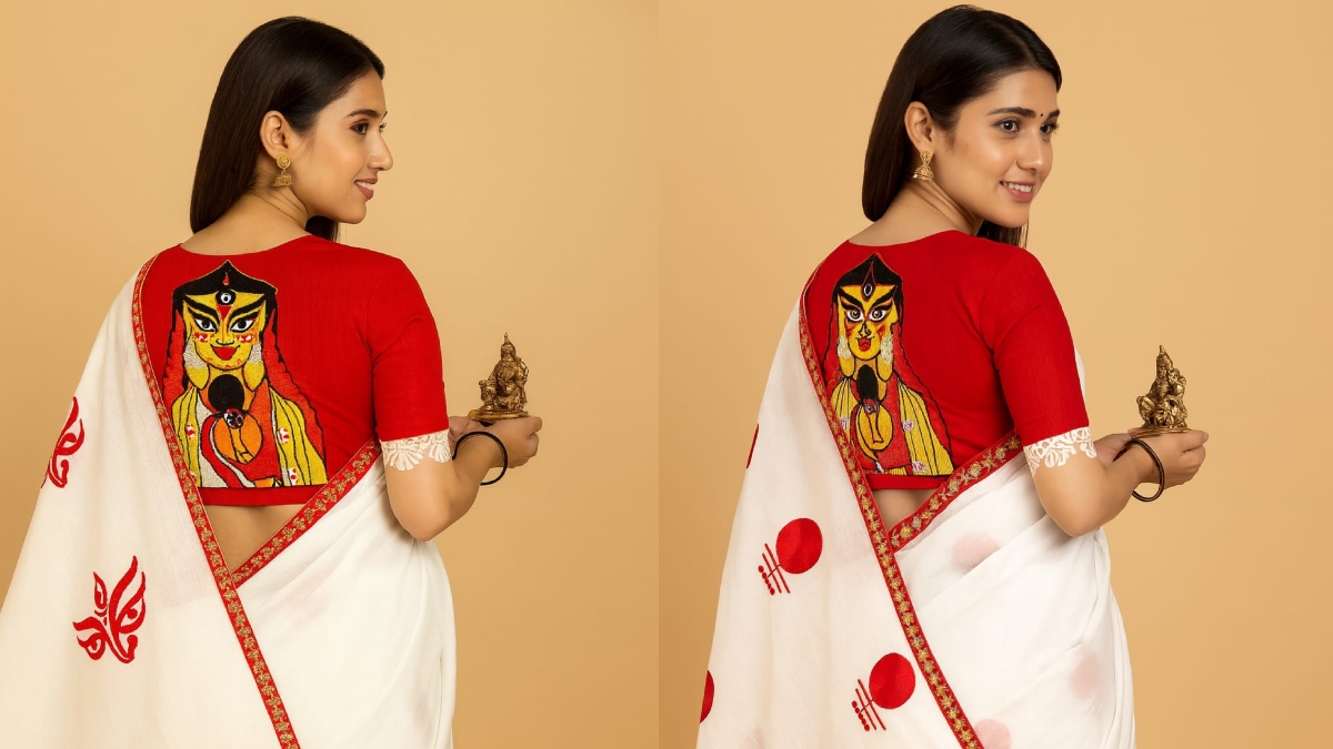 Durga Puja 2025 saree looks: Red and white Bengali sarees for festive style