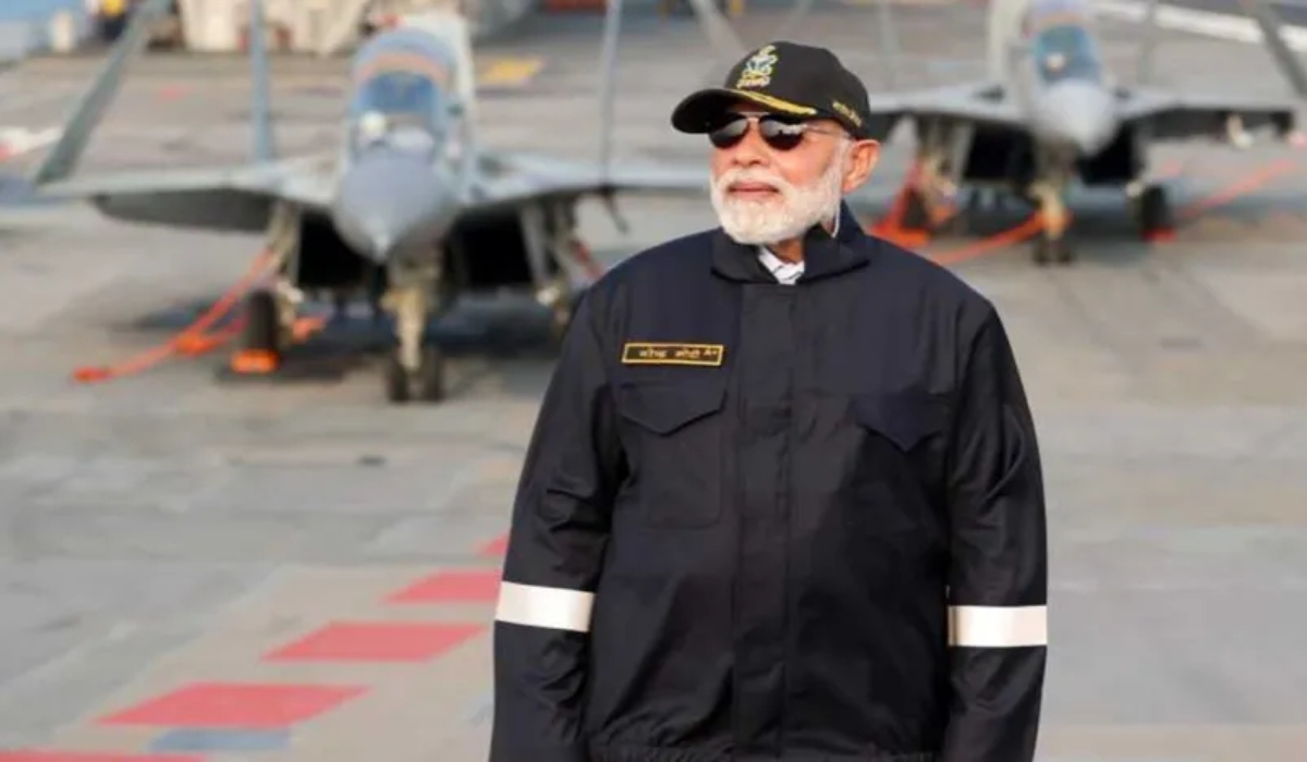 PM Modi celebrates Diwali with soldiers aboard INS Vikrant | In pics