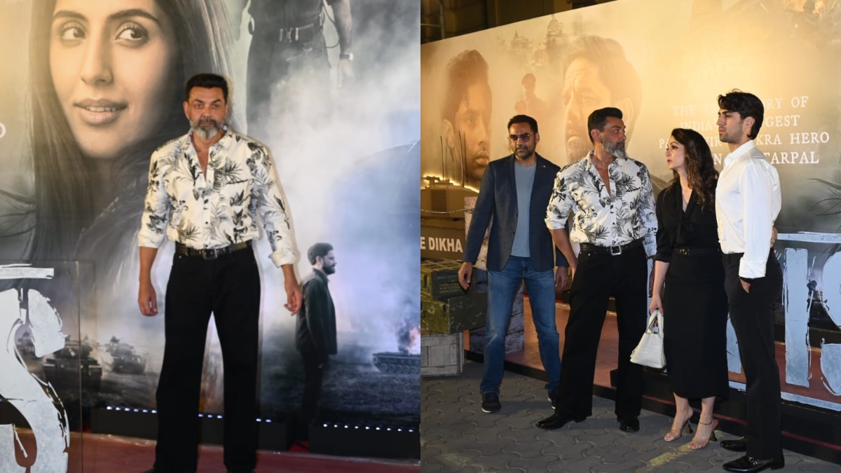 Ikkis screening: Sunny Deol and Bobby Deol pose with Dharmendra's ...