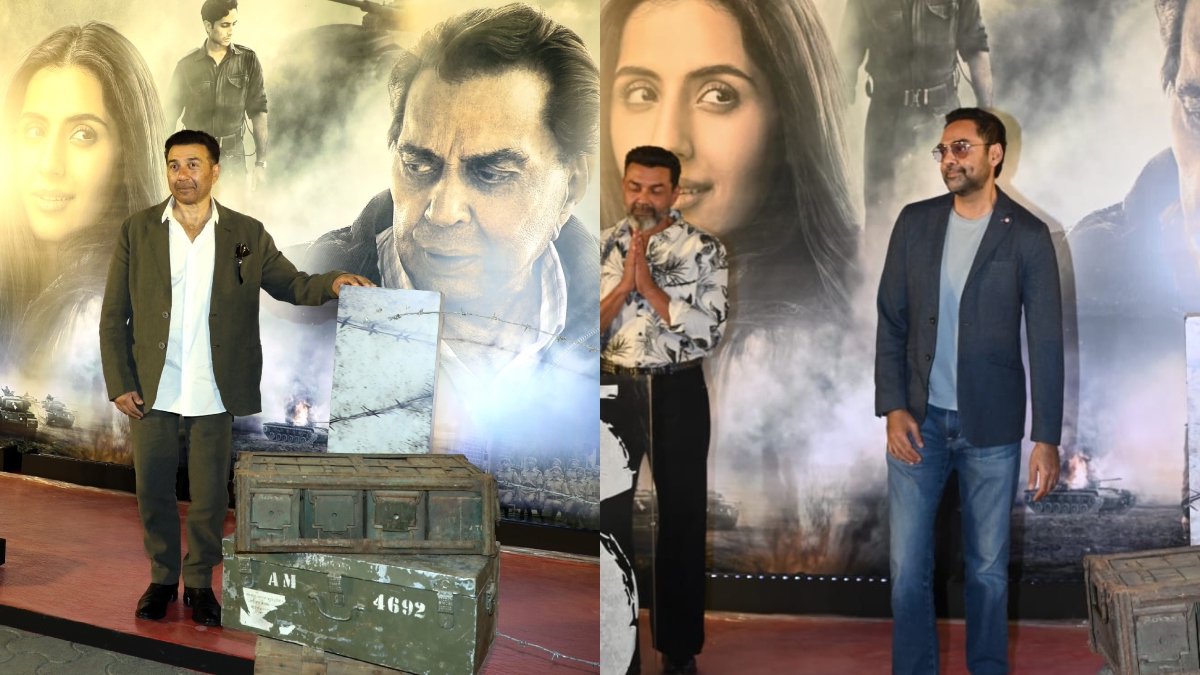 Ikkis screening: Sunny Deol and Bobby Deol pose with Dharmendra's ...