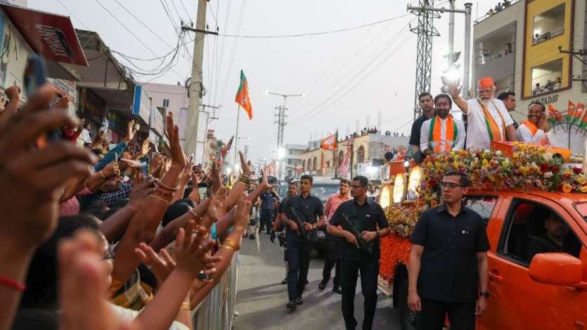 PM Modi's mega roadshow in Hyderabad weeks before Lok Sabha elections | IN PICS