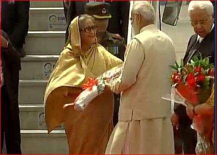 PM Modi sets protocol aside, receives Bangladesh premier Sheikh Hasina ...