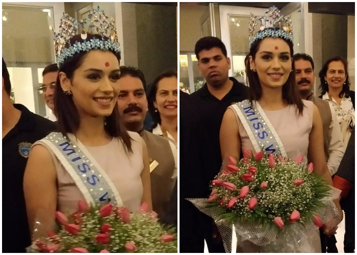 In Pics: Miss World 2017 Manushi Chillar gets a grand welcome in India ...