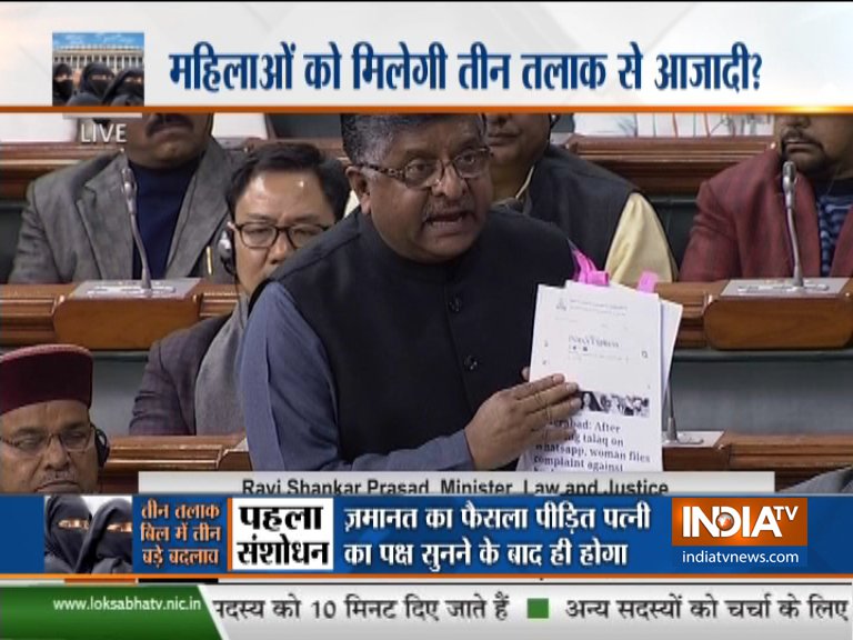 Lok Sabha passes triple talaq bill criminalising practice of instant divorce amid walkout by ...