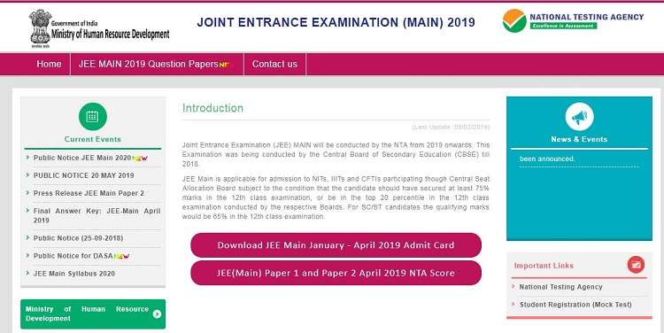 JEE Main 2020: Online registration process begins today at jeemain.nic ...