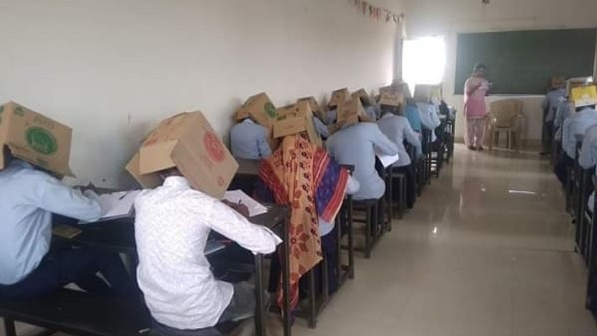 Karnataka students made to wear cartons to avoid cheating in exam ...