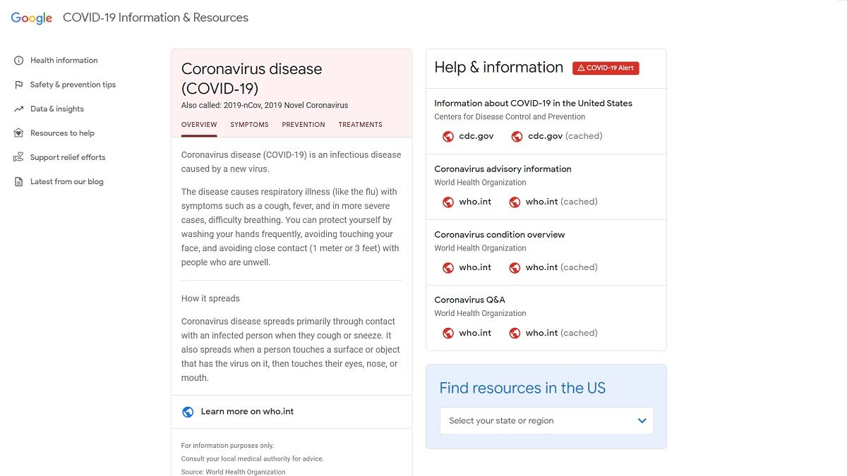Coronavirus: Google launches new website to educate people about COVID ...