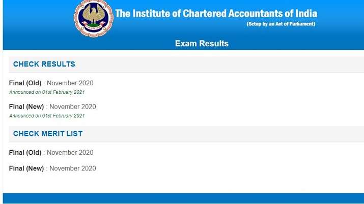 ICAI CA Foundation Intermediate Results 2020 declared CA November 2020 ...