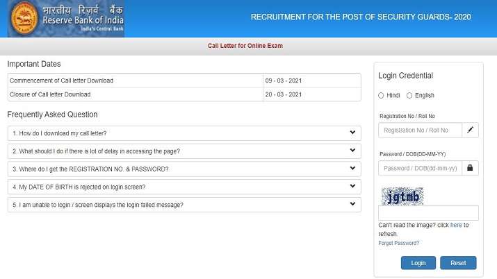 RBI Security Guard Admit Card 2020 released at rbi.org.in direct link to download | Career News ...