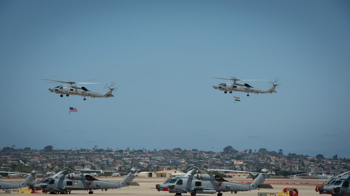 US Navy hands over MH-60R maritime helicopters to India | World News ...