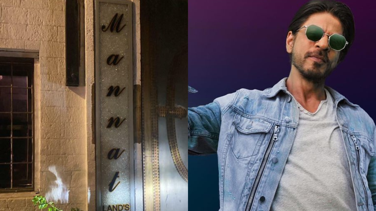 Shah Rukh Khan fans pose outside 'Mannat' showing the new 'name plate' at Bollywood star's house ...