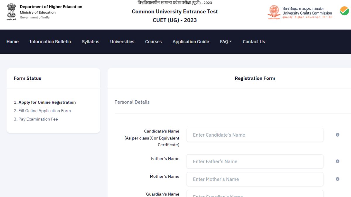 CUET UG 2023 registration: Last day today to apply at cuet.samarth.ac ...