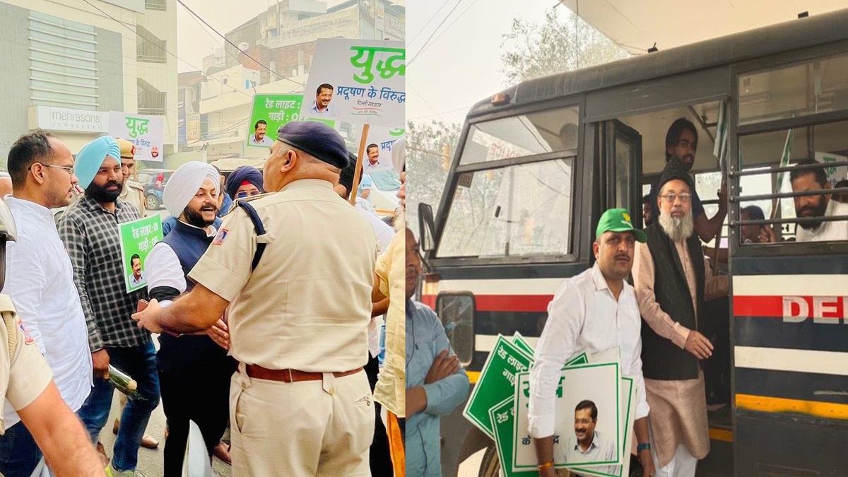 AAP MLAs Jarnail Singh, Haji Yunus detained during 'Red Light On, Gaadi Off' campaign | Delhi ...