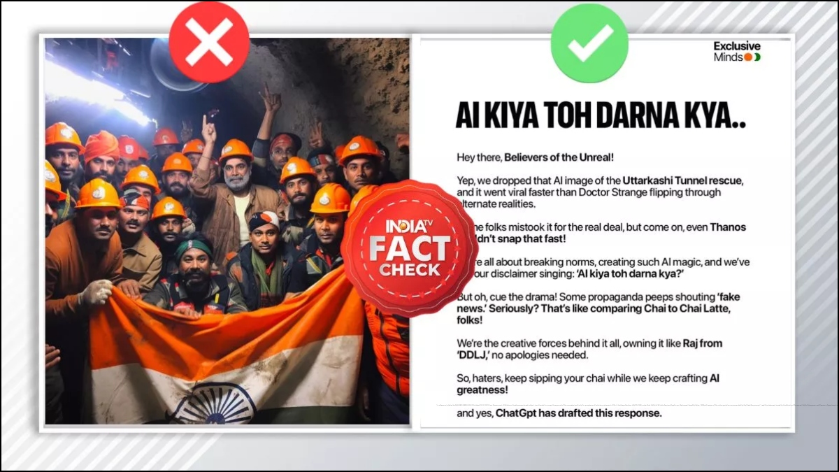 Fact Check: Viral photo of workers rescued from Uttarkashi tunnel is AI ...
