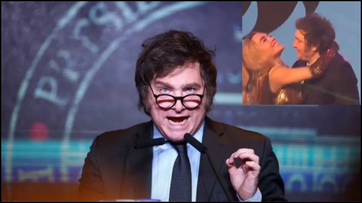 Argentina President Javier Milei kisses girlfriend on-stage, stuns ...