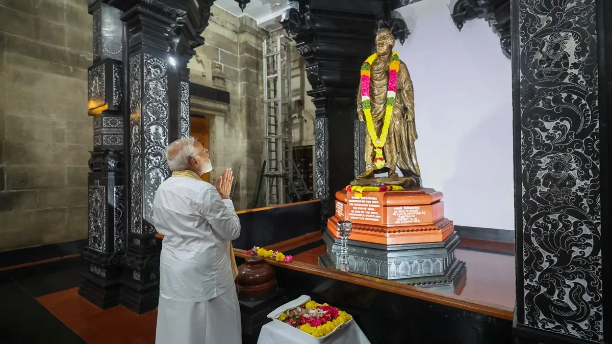 PM Modi begins two-day long meditation at Vivekananda Rock Memorial in ...