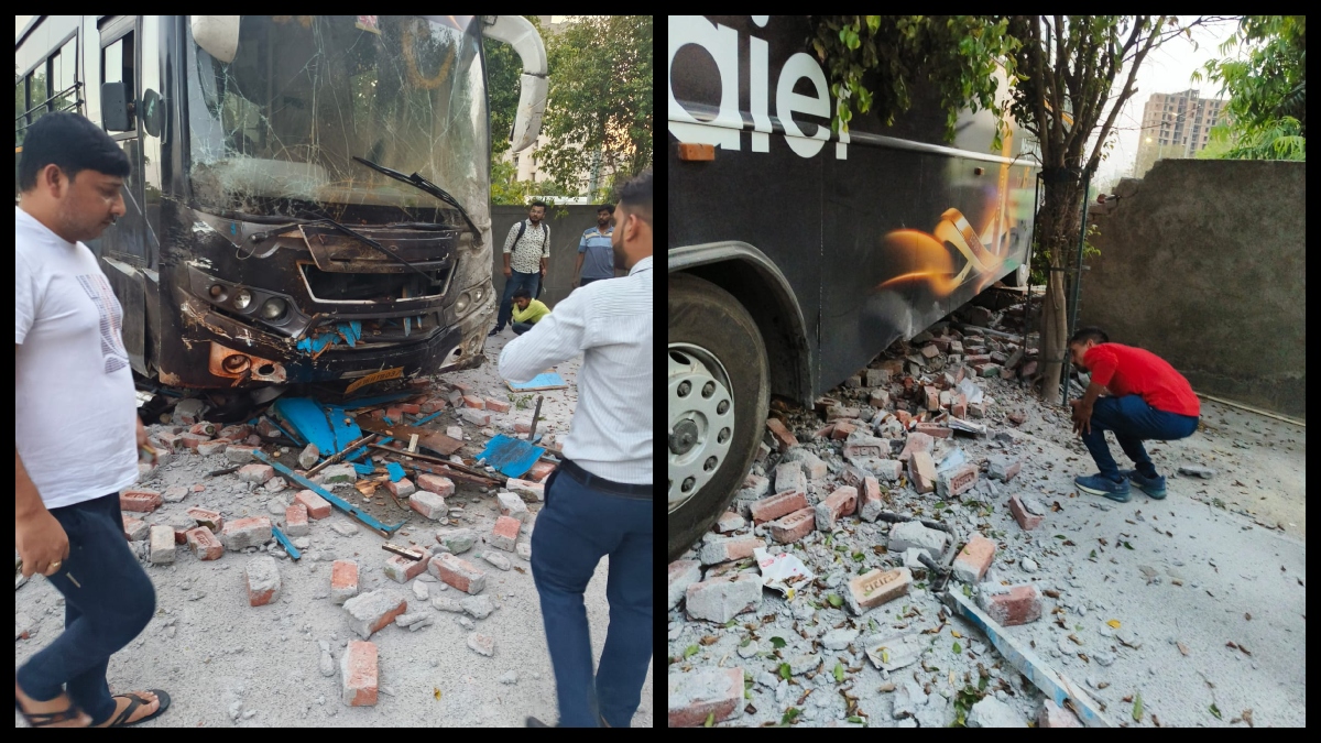Fast food seller dead, two others injured as uncontrolled bus rams into a society wall in Noida ...