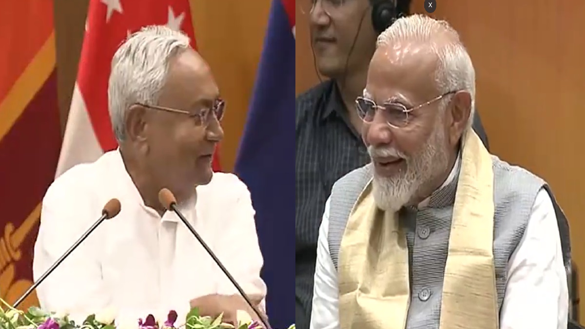 Watch: Moment when PM Modi and Bihar CM Nitish Kumar burst into ...