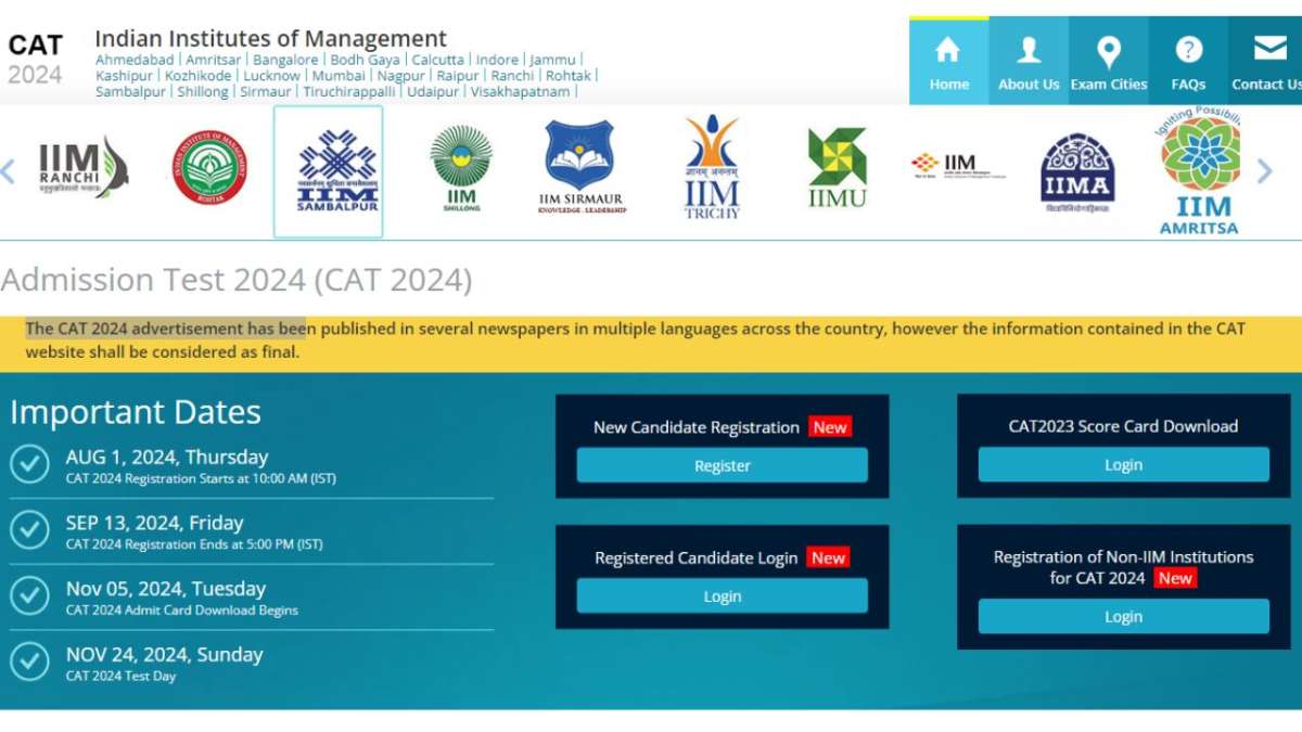 CAT 2024 official website launched; registration begins from August 1 ...