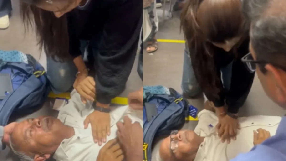 Video: Doctor saves elderly man at Delhi's IGI airport by performing CPR | Trending News – India TV