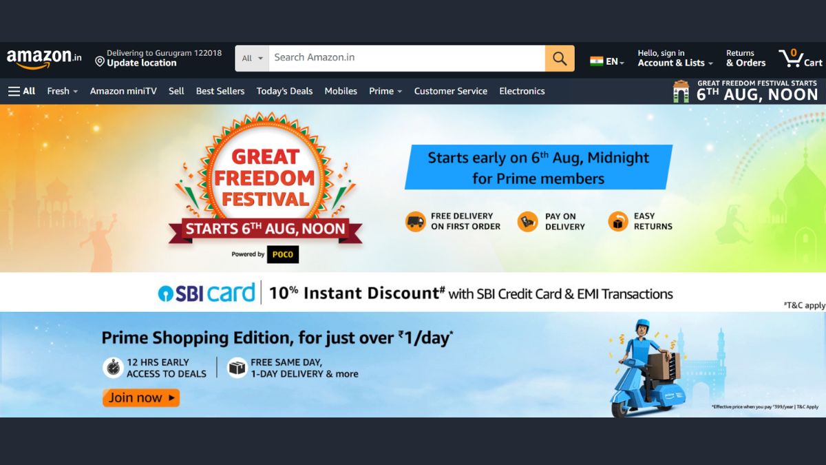 Amazon Great Freedom Sale 2024 starts on August 6, early access for ...