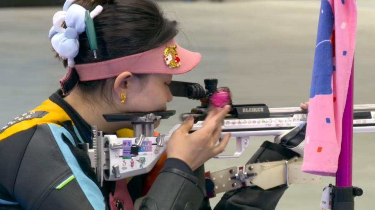 China shooter Zhang Qiongyue's 'Hello Kitty' riffle at Paris Olympics ...