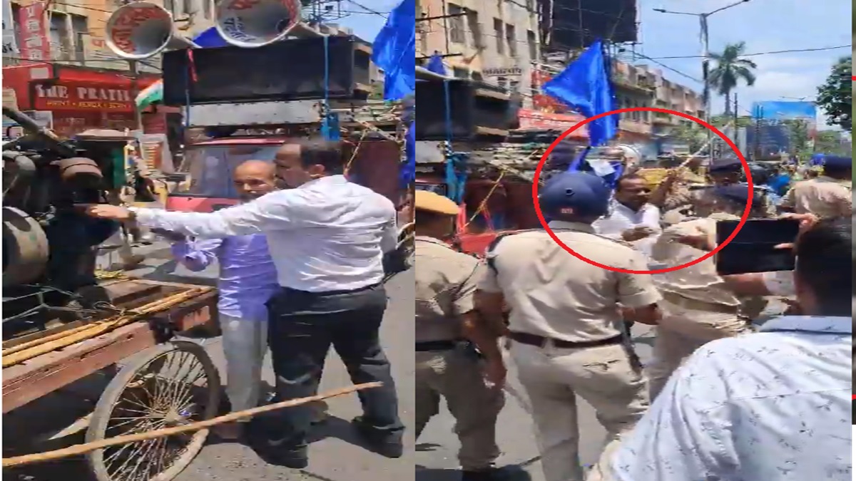 Bharat Bandh: Policeman mistakenly hits Patna SDM with stick during lathicharge | VIDEO – India TV