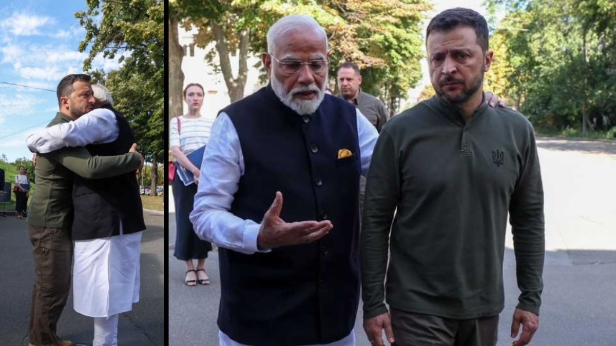 PM Modi hugs visibly emotional Zelenskyy in Kyiv, hand on his shoulder | VIDEO | World News ...