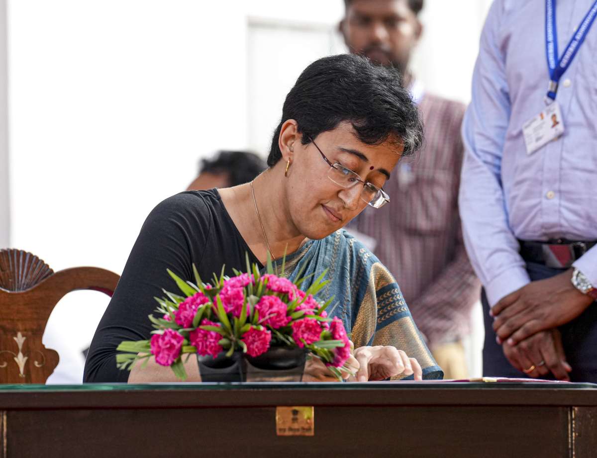 Atishi sworn in as Delhi chief minister, Arvind Kejriwal attends ...