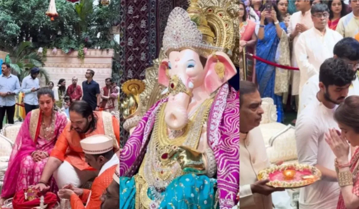 Ambani family welcomes Ganpati into their home, Anant-Radhika pay first ...