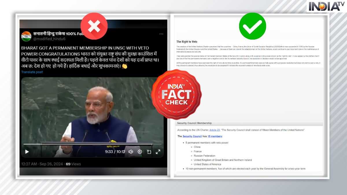 Fact Check: Has India finally received Veto Power at UNSC? Know truth behind viral claim | Fact ...