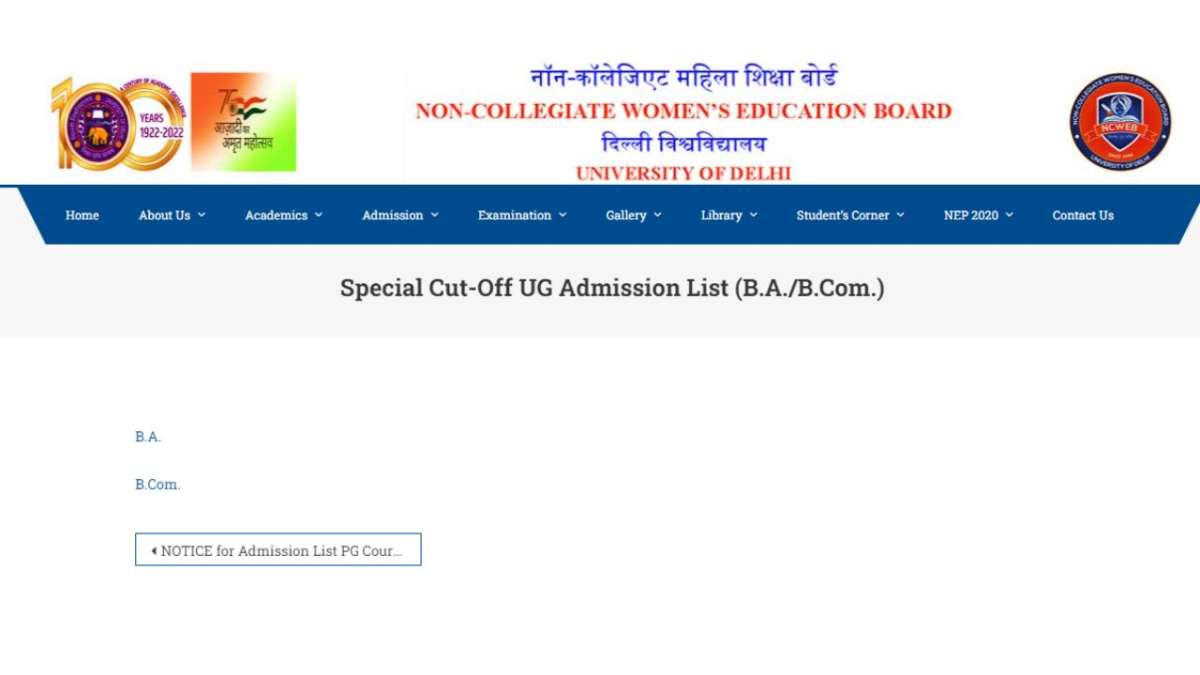 DU NCWEB Admission 2024: Special cut-off list released for BA and B.com courses, check here ...
