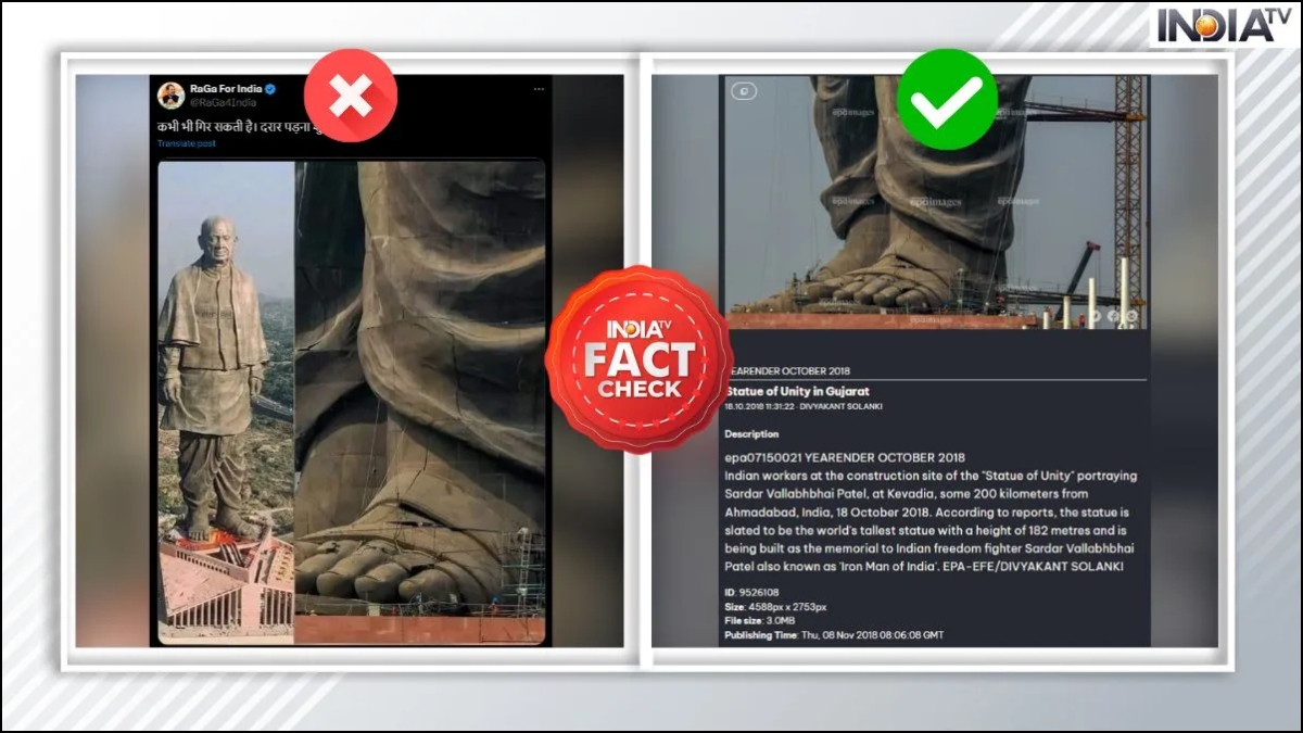 Fact Check: Cracks on Statue of Unity in Gujarat? Know truth behind viral picture | Fact-check ...