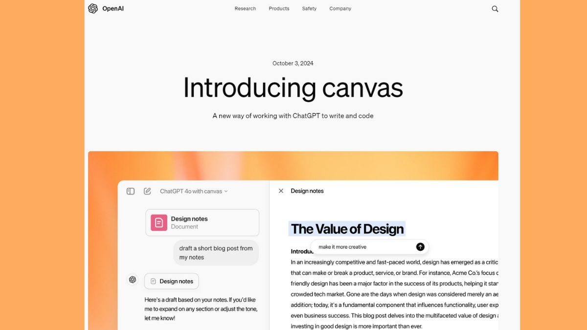OpenAI launches 'Canvas' interface for enhanced writing and coding collaboration | Technology ...