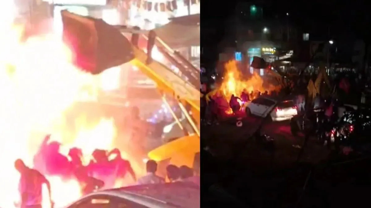 Maharashtra: Gulal catches fire during independent candidate's victory ...