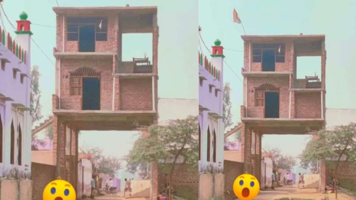 Man builds two-storey House in the middle of the road and the photo of ...