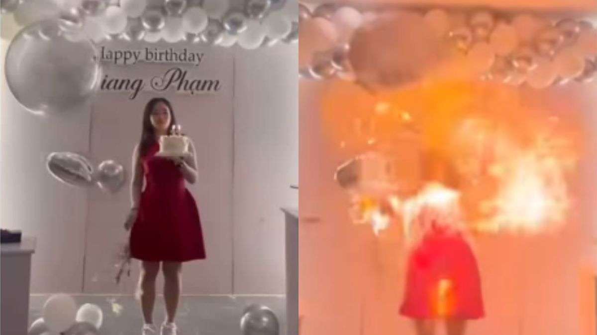 Woman suffers burns after hydrogen balloon explodes on face during ...