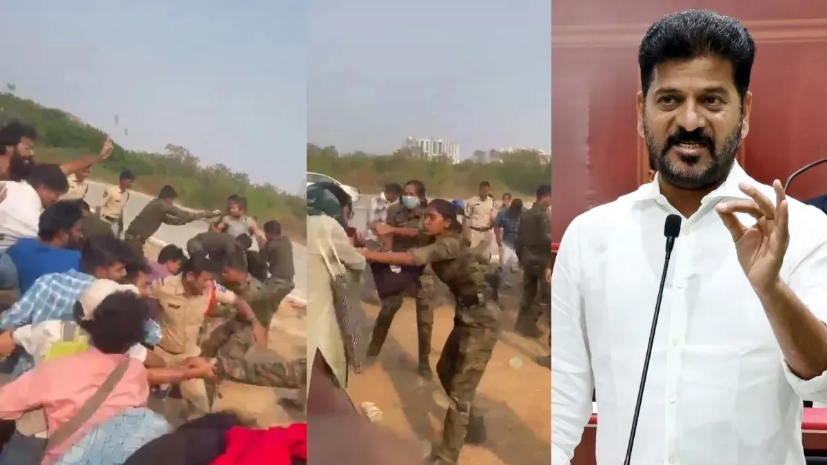 Students burn effigy of CM Reddy in protest against land auction plan ...