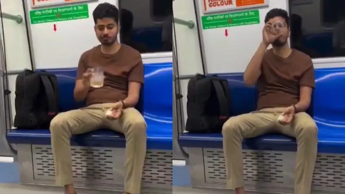 Viral video shows man drinking alcohol, eating eggs inside Delhi Metro; DMRC responds | Delhi ...