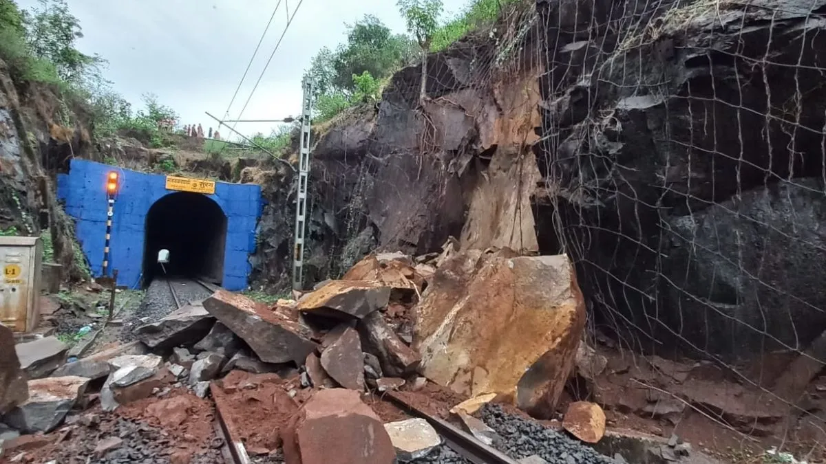 Heavy rainfall triggers landslide, Konkan Railway services disrupted ...