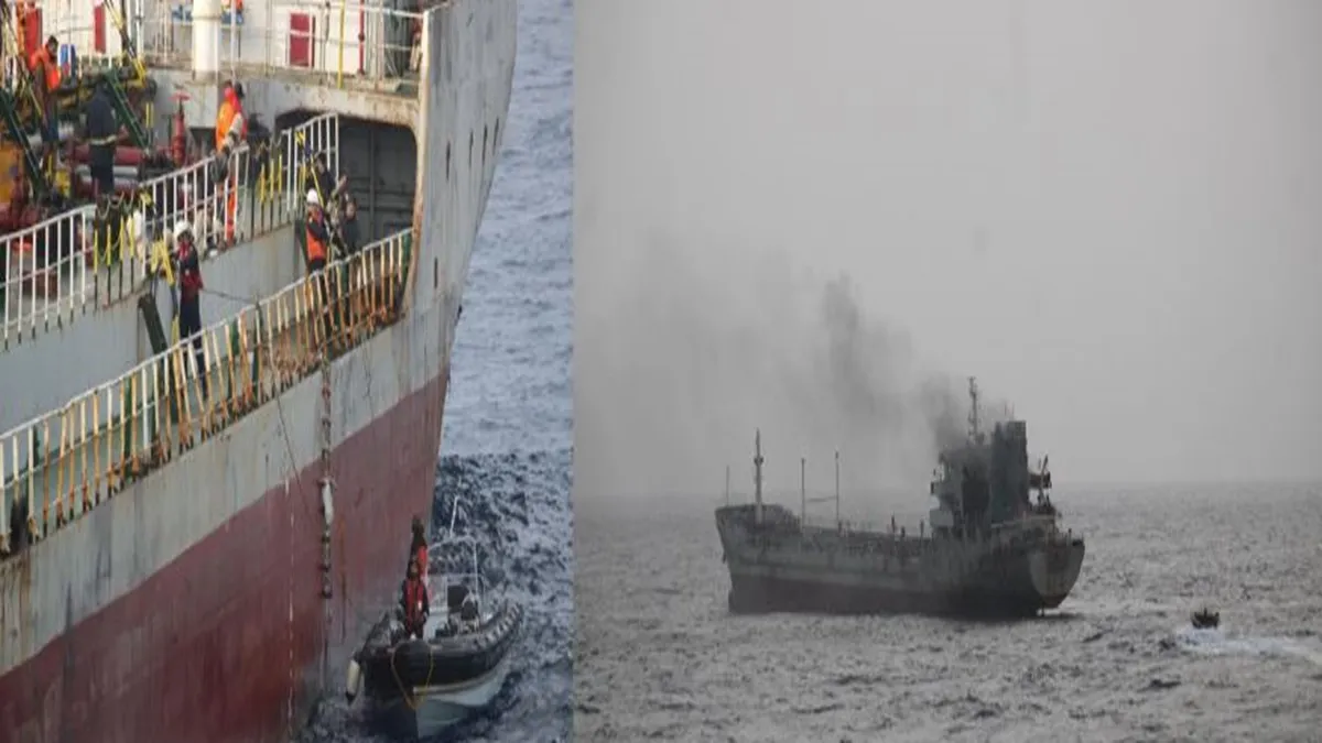 Indian Navy's INS Tabar leads rescue op as oil tanker catches fire in ...