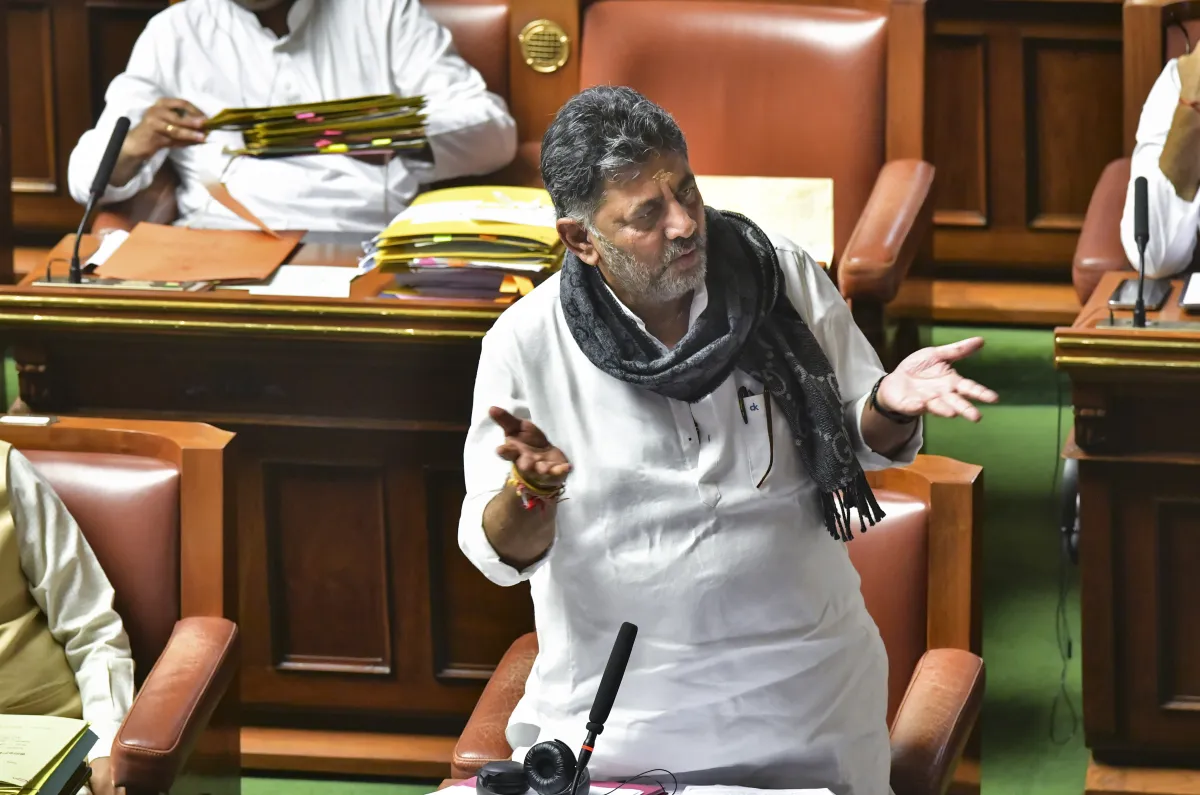 DK Shivakumar sings RSS anthem in Karnataka Assembly, then clarifies why; BJP slams Congress ...