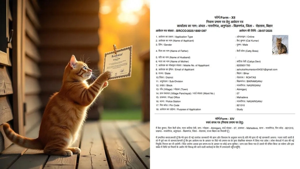 Bihar residency certificate application filed in the name of a cat ‘Cat ...