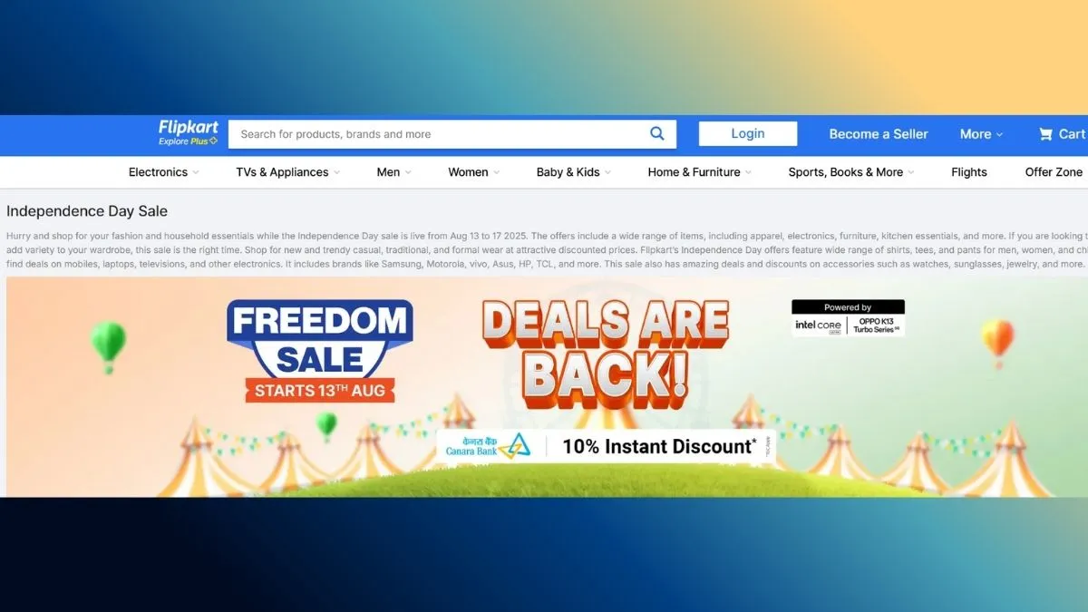 Flipkart Independence Day Sale 2025: Huge discounts from August 13–17 on electronics, fashion ...