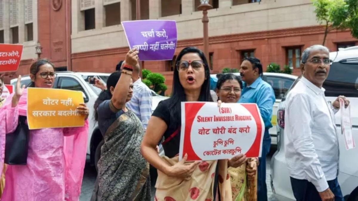 Mahua Moitra faints during Opposition's 'vote chori' protest march to ...
