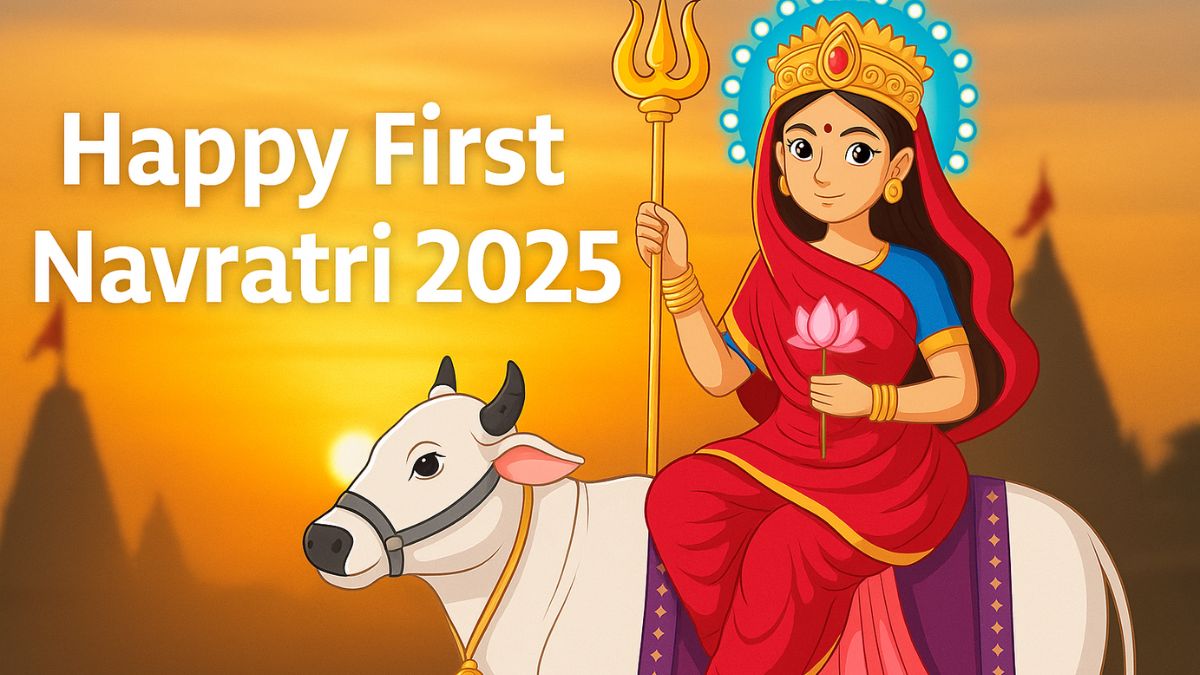 Navratri first day wishes and images [2025]: First day Navratri colour, goddess and blessings ...