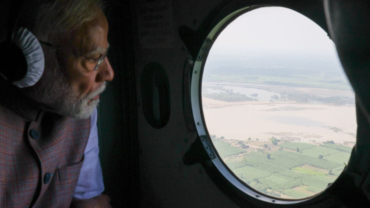 PM Modi conducts aerial survey in flood-hit Punjab, announces Rs 1,600 ...