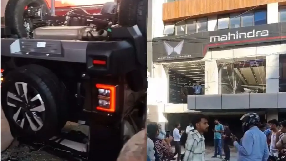 Thar falls from first floor of showroom during delivery in Delhi's ...