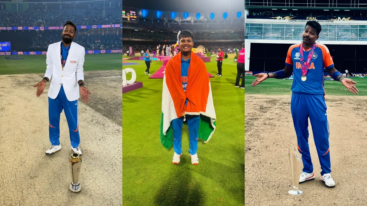 Kranti Gaud recreates Hardik Pandya, Rohit Sharma's trophy poses after ...